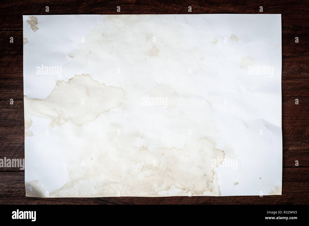 Background texture of crumpled aged paper with spot and stain Stock ...