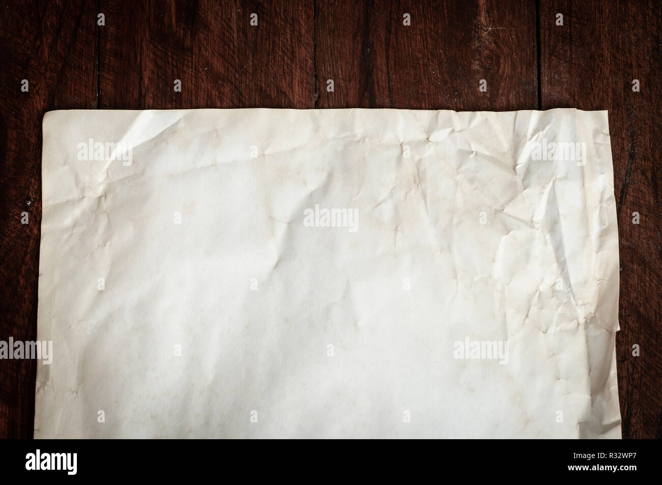 Background texture of crumpled aged paper with spot and stain Stock ...