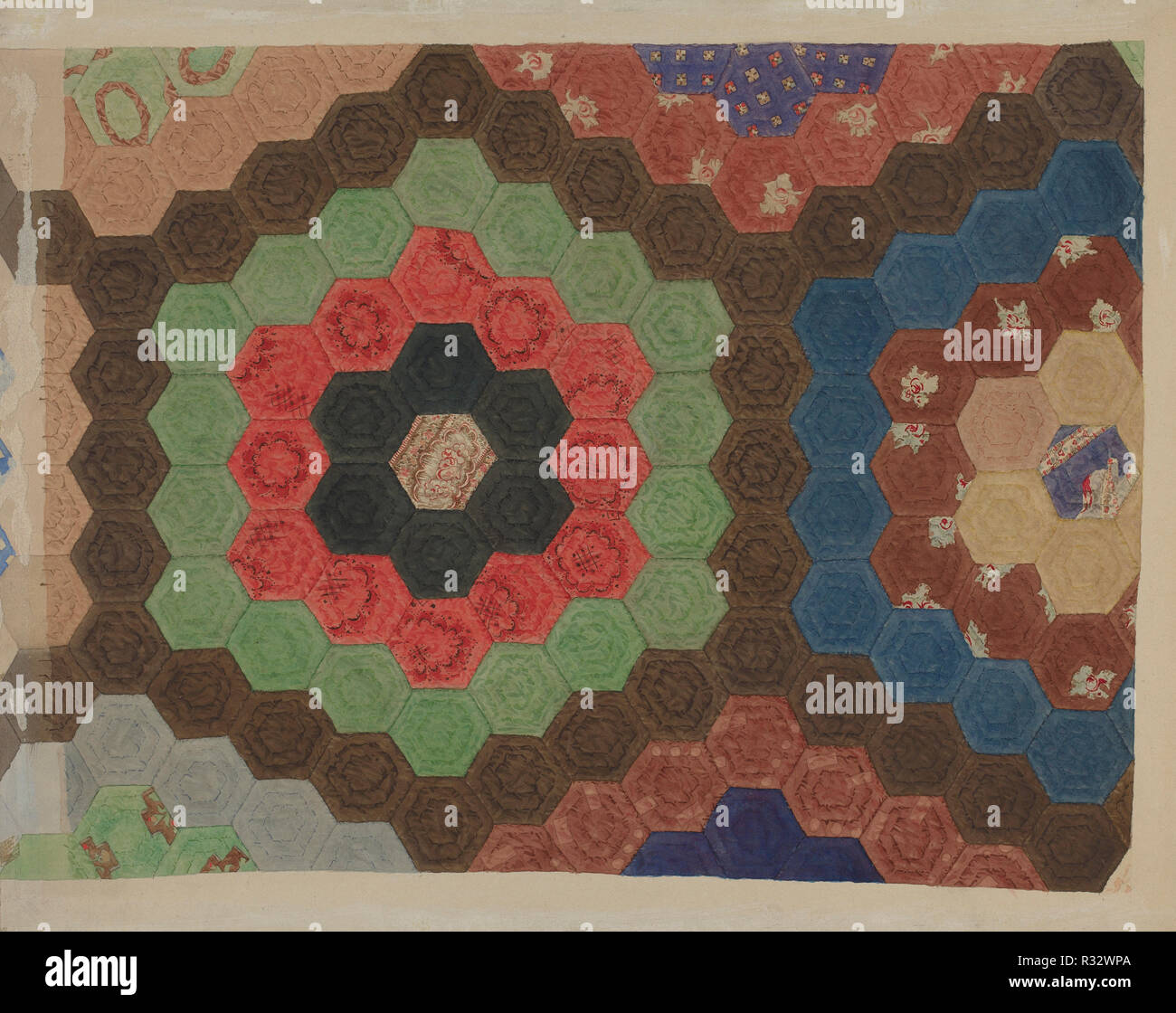 Shaker Patchwork Quilt. Dated: c. 1941. Dimensions: overall: 35.2 x 43. ...