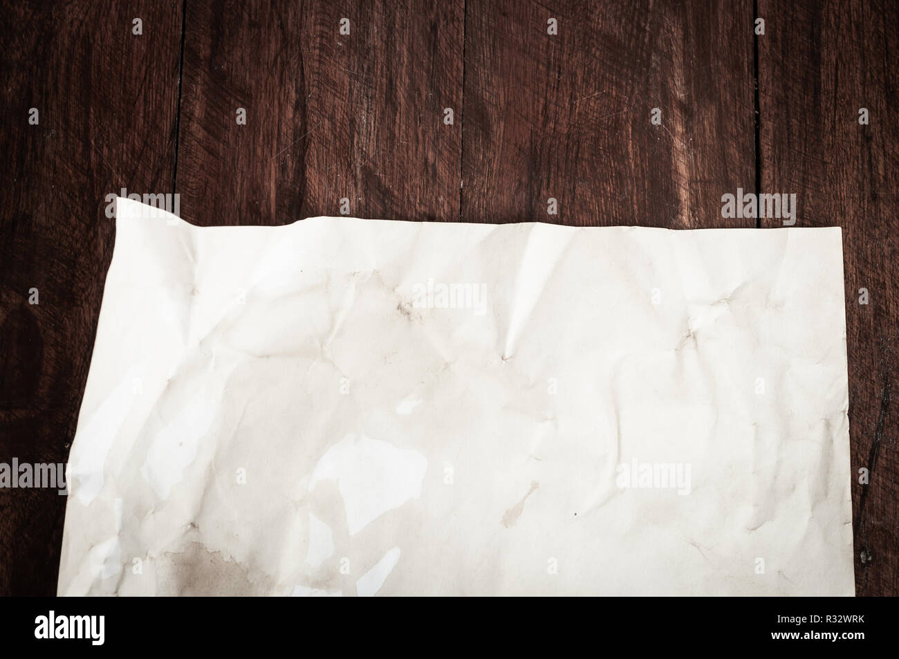 Background texture of crumpled aged paper with spot and stain Stock ...