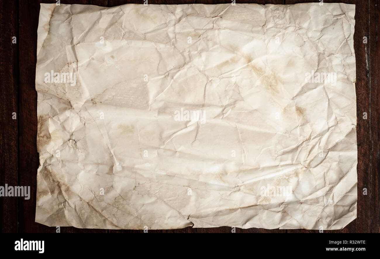 Background texture of crumpled aged paper with spot and stain Stock ...