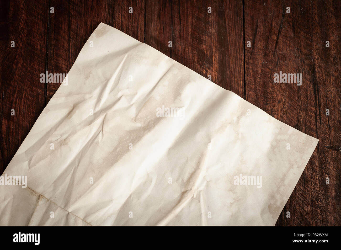 Background texture of crumpled aged paper with spot and stain Stock ...