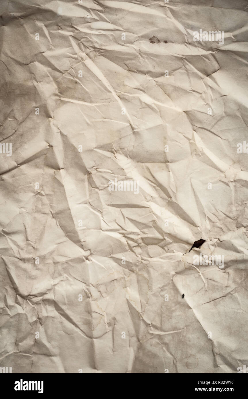 Background texture of crumpled aged paper with spot and stain Stock ...