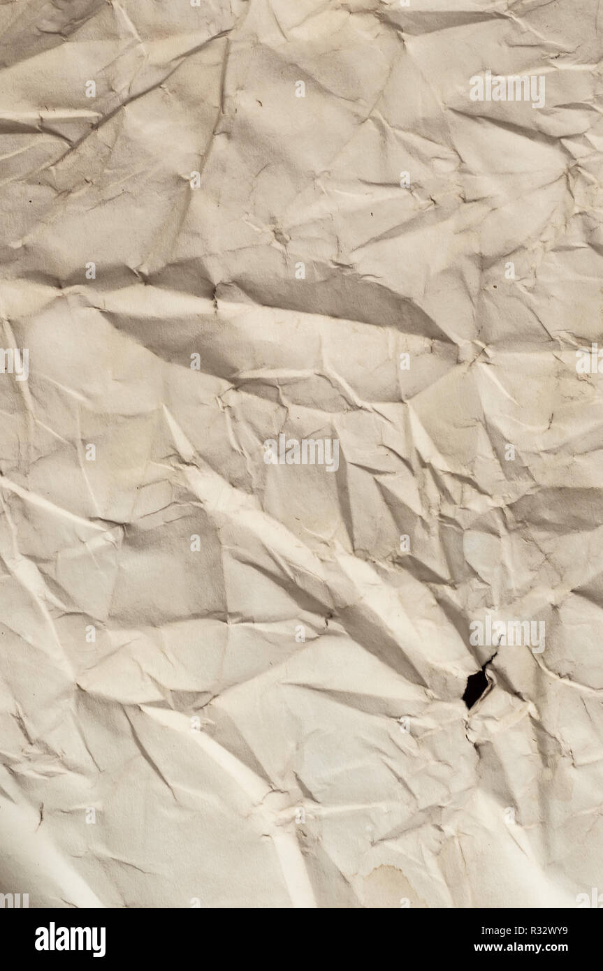 Background texture of crumpled aged paper with spot and stain Stock ...