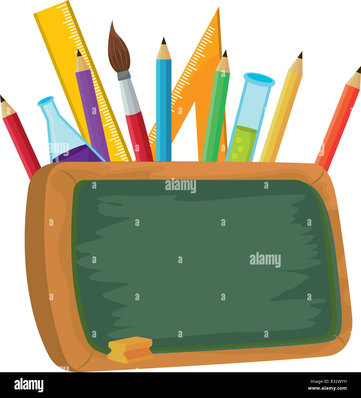 school board with study elements cartoon vector illustration graphic ...