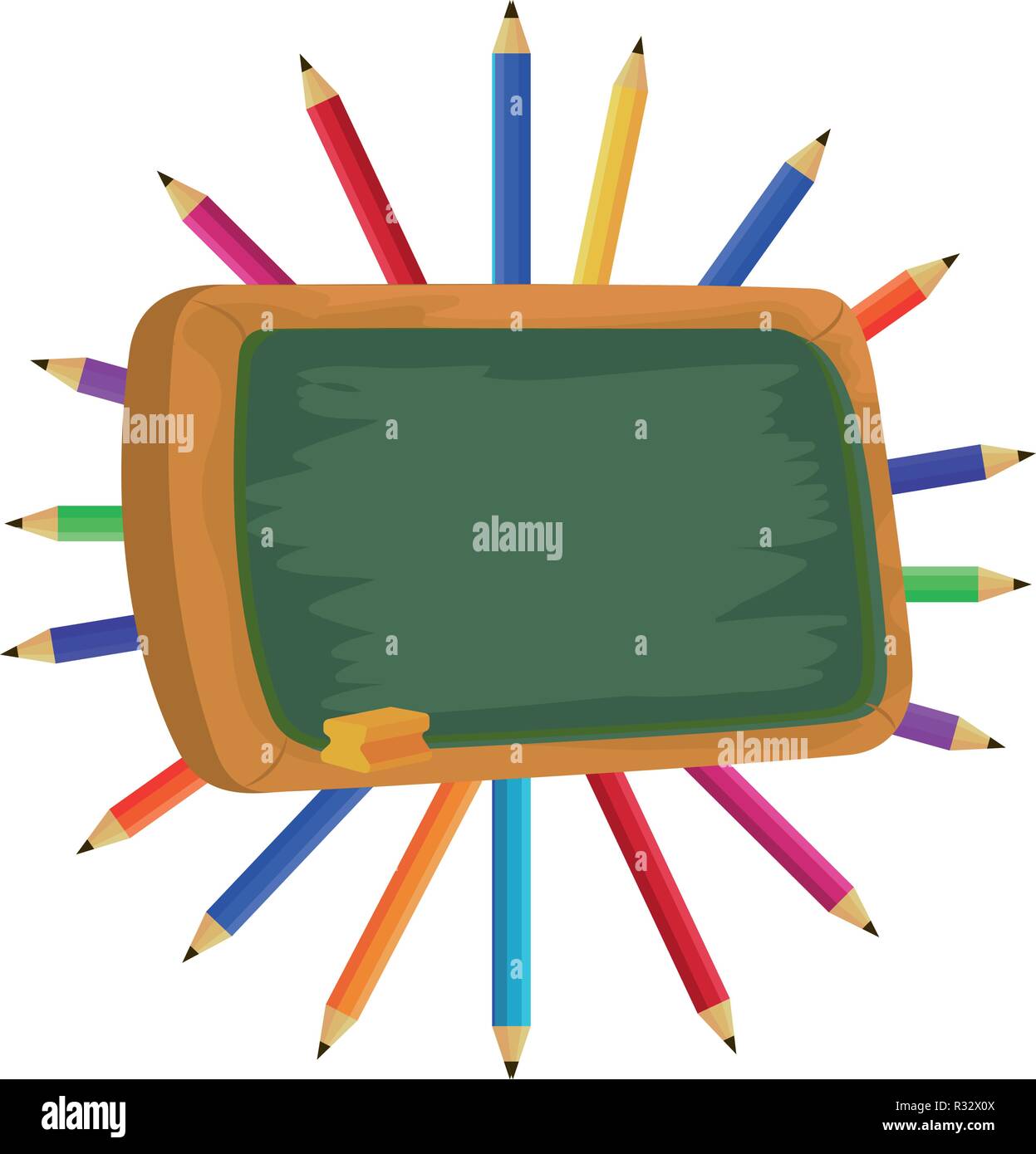 school pencils around board cartoon vector illustration graphic design ...