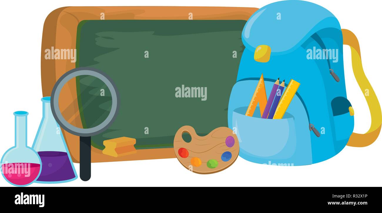 school board with study elements cartoon vector illustration graphic ...