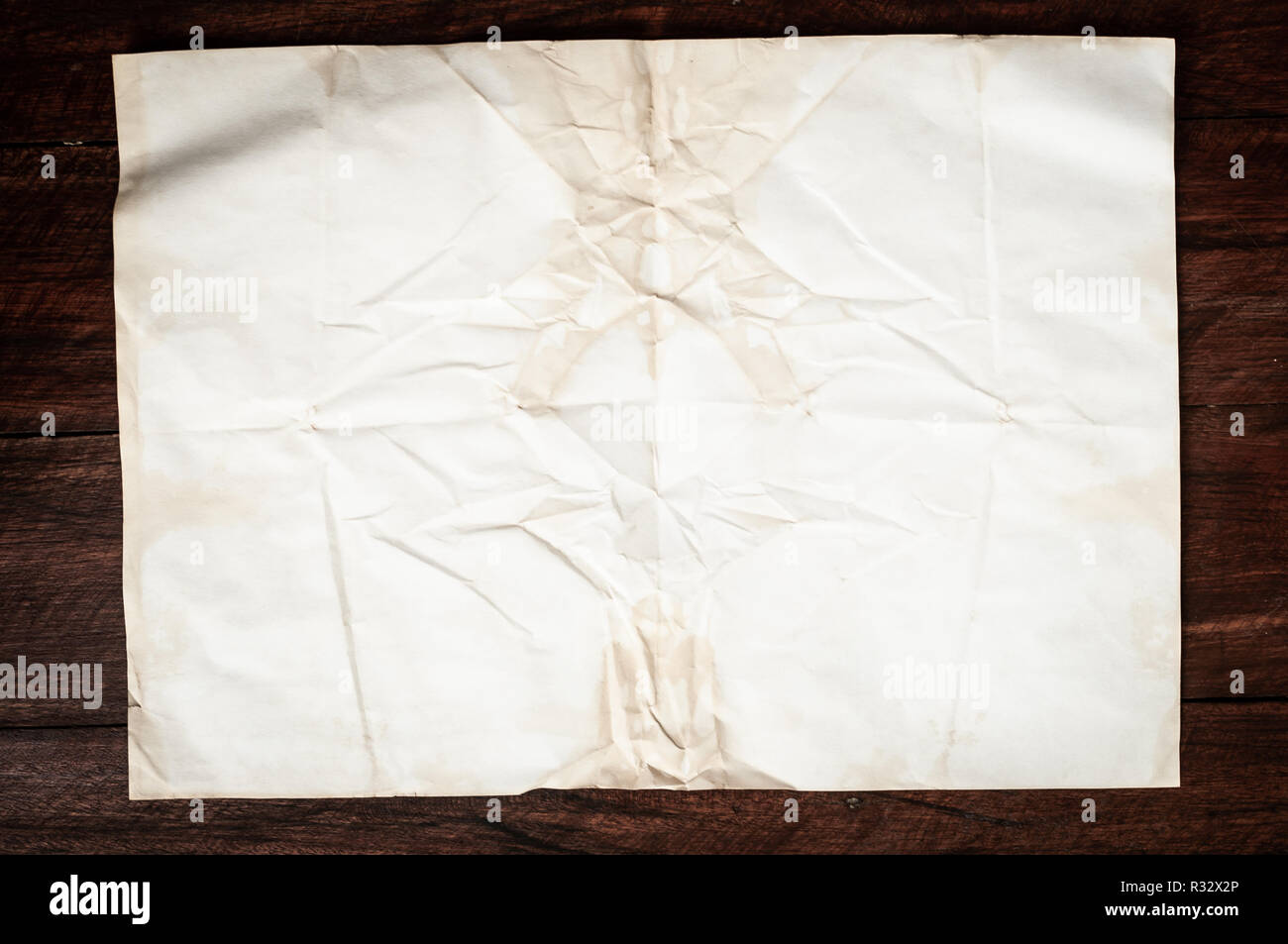 Background texture of crumpled aged paper with spot and stain Stock ...