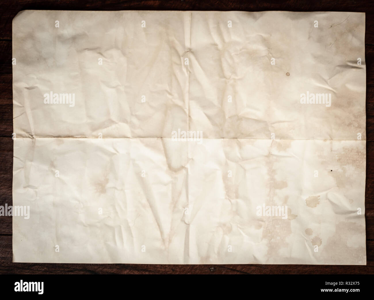 Background texture of crumpled aged paper with spot and stain Stock ...