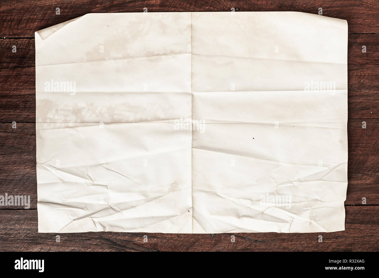 Background texture of crumpled aged paper with spot and stain Stock ...