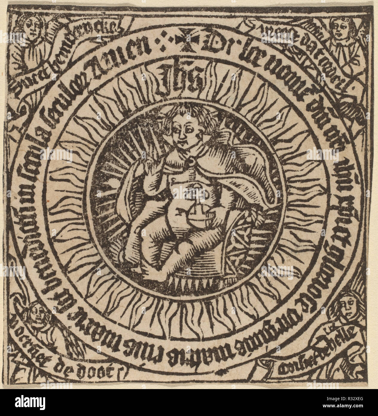 Divine Infant with the Globe in a Circle with Four Angels. Dated ...