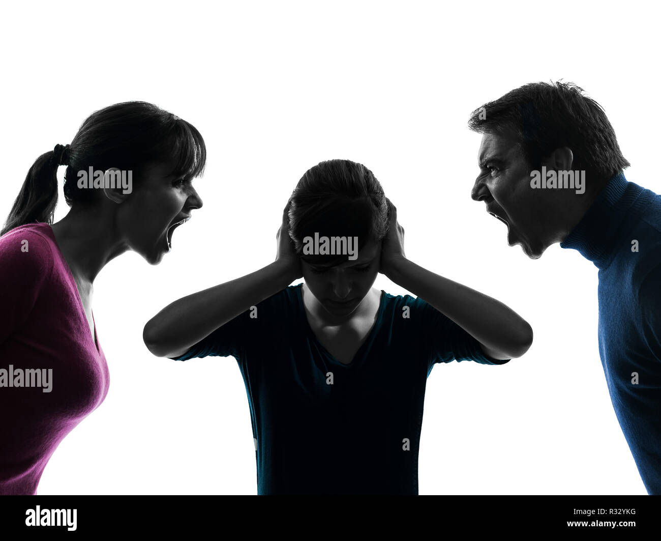 Woman man silhouette parents scolding hi-res stock photography and ...