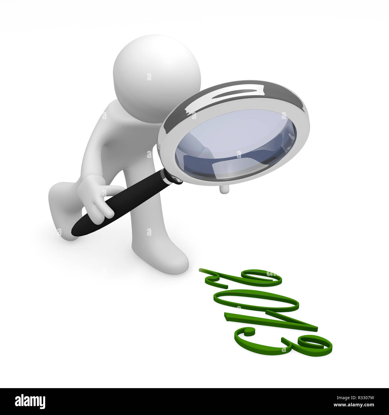 3d man with magnifying glass examined in 2013 Stock Photo - Alamy