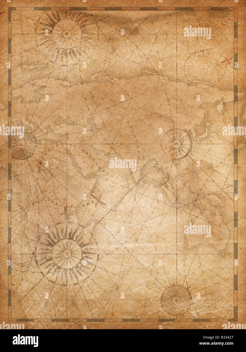 Vintage nautical world travel map Stock Photo - Alamy