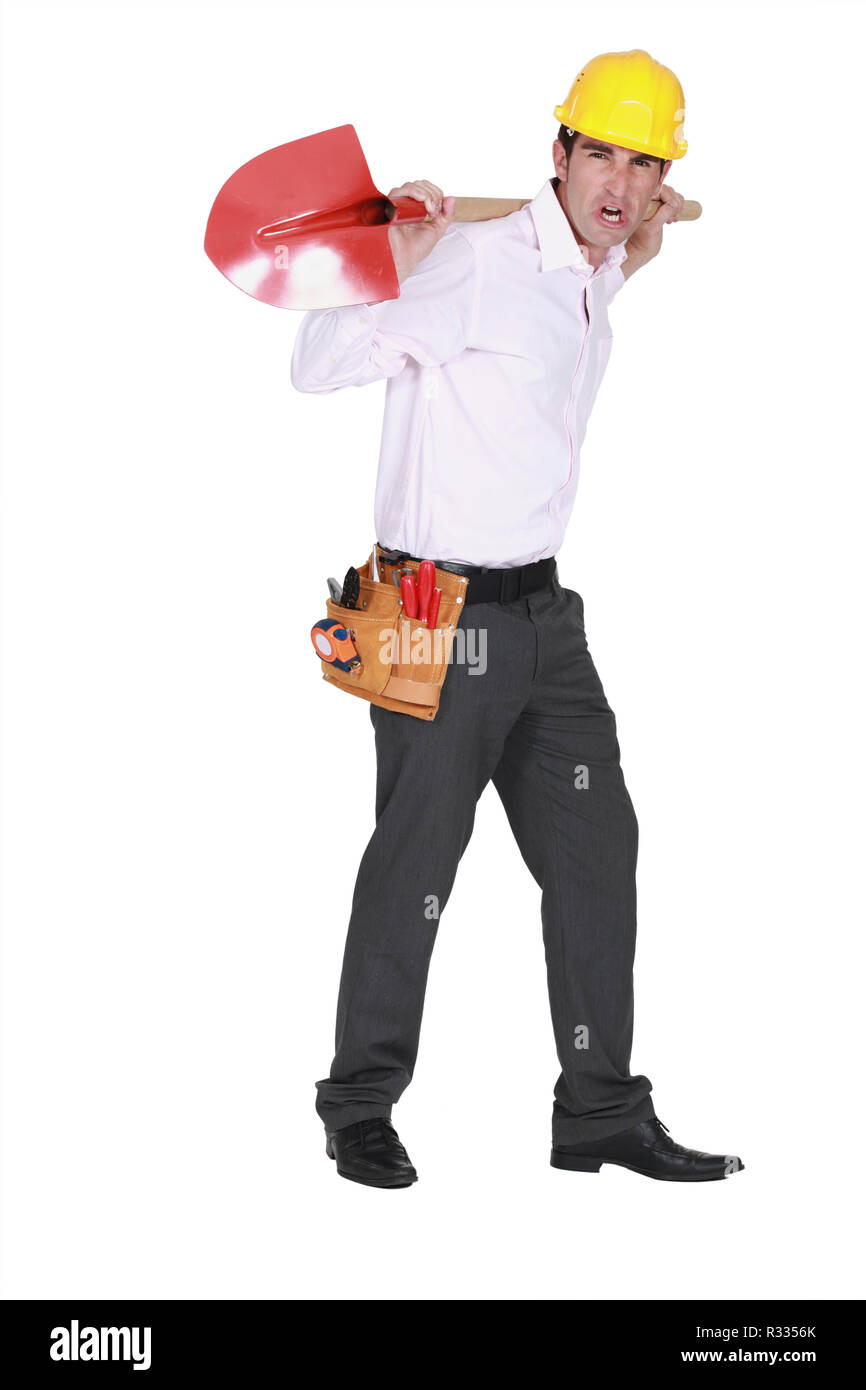 Angry man shovel hi-res stock photography and images - Alamy