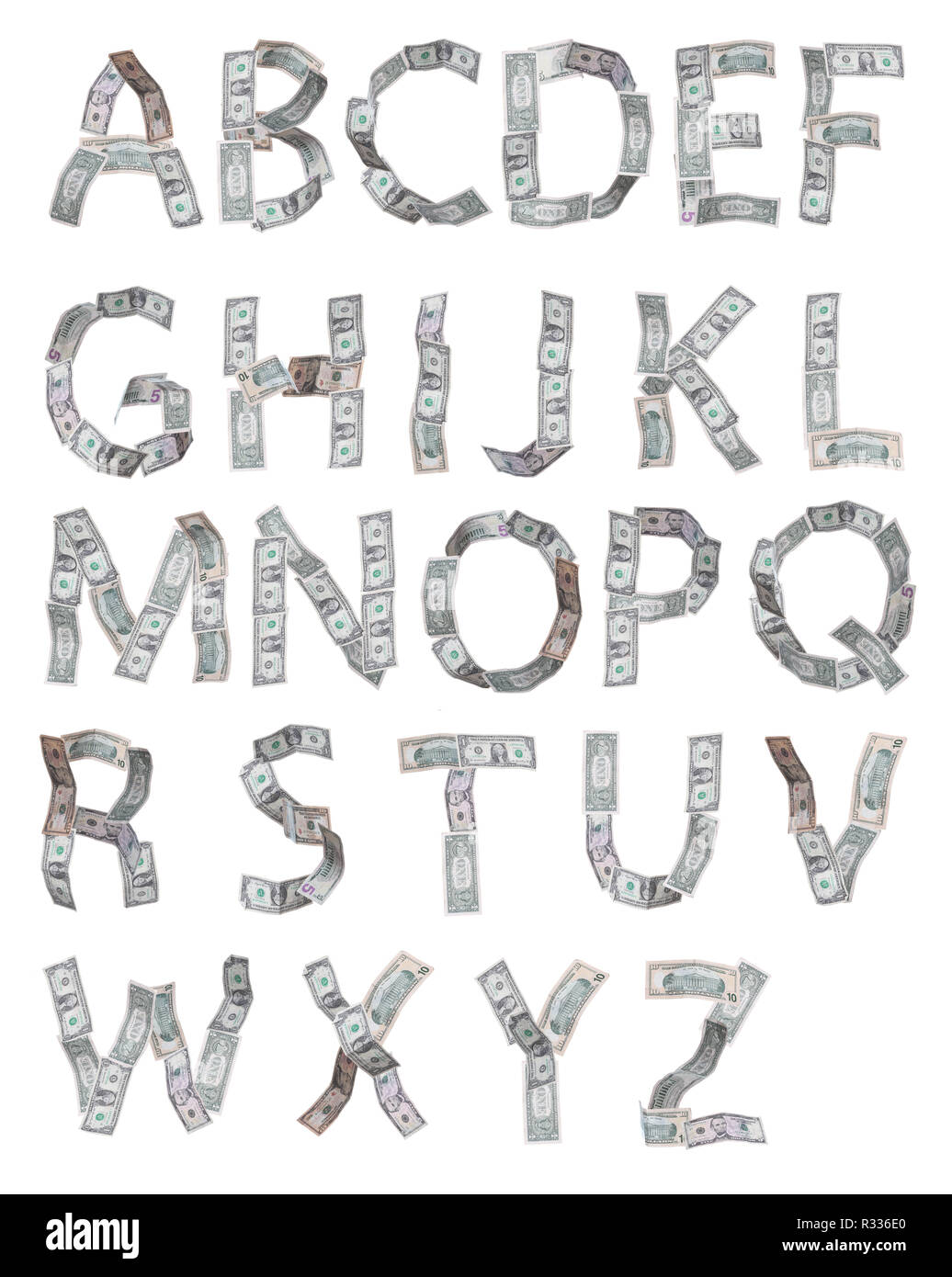 Dollar bill font Cut Out Stock Images & Pictures - Alamy
