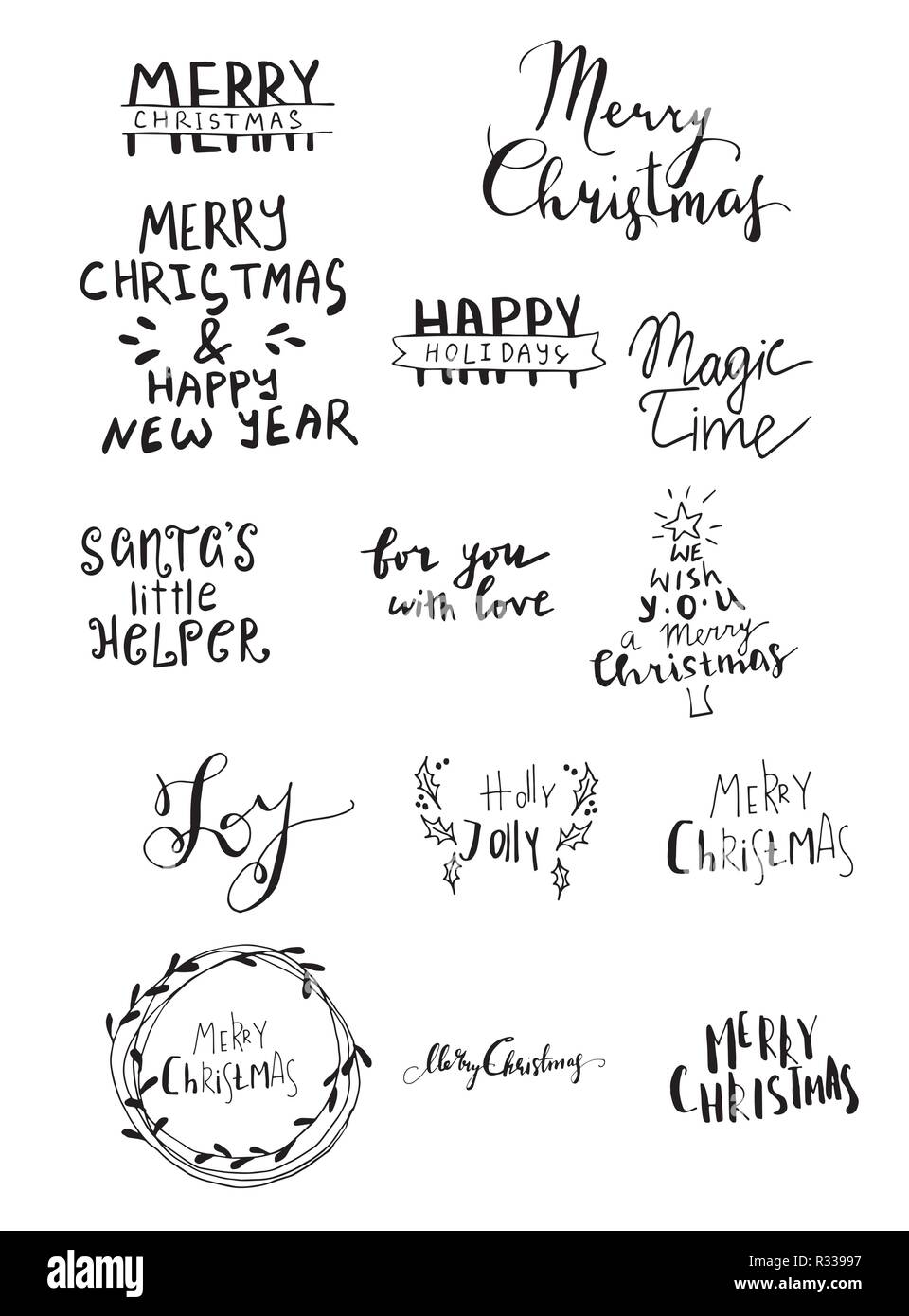 Set of Christmas lettering handwritten Stock Vector Image & Art - Alamy