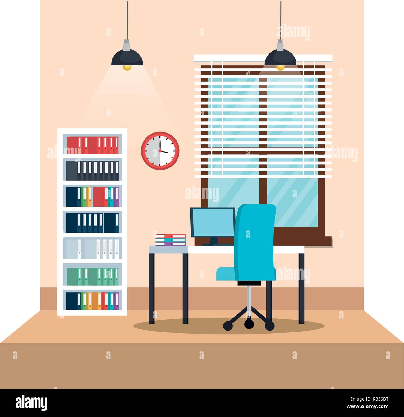 workplace office scene icon vector illustration design Stock Vector ...