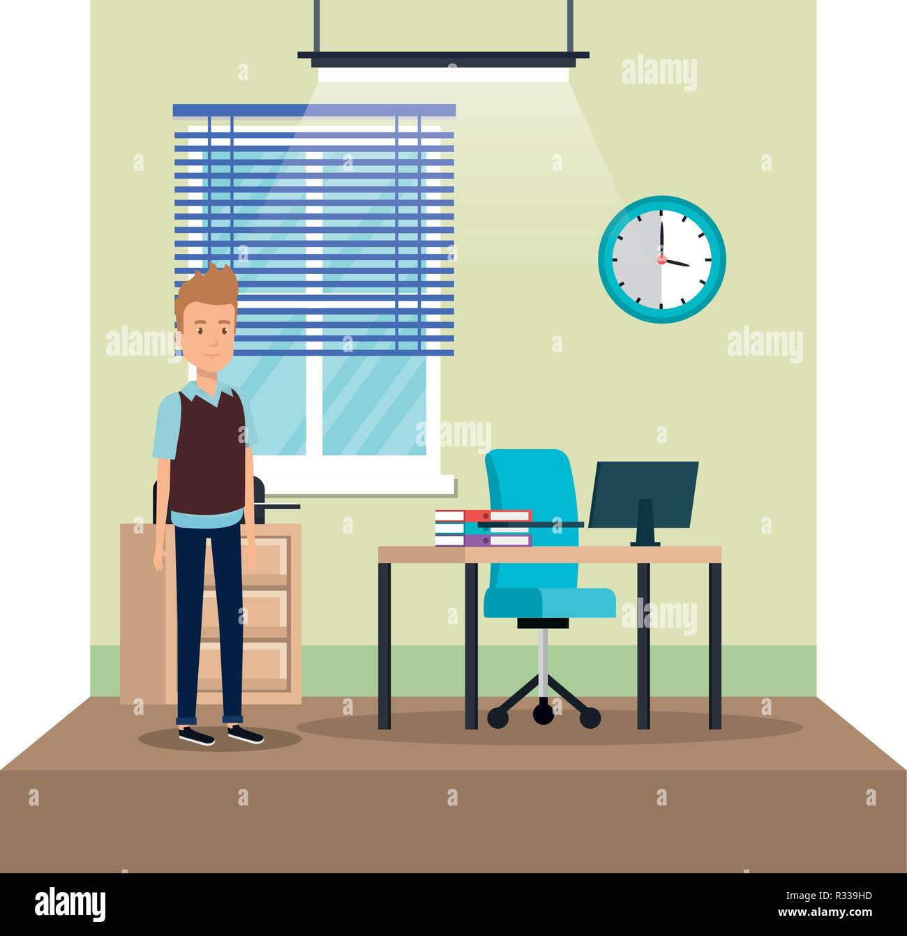 modern office with businessman vector illustration design Stock Vector ...