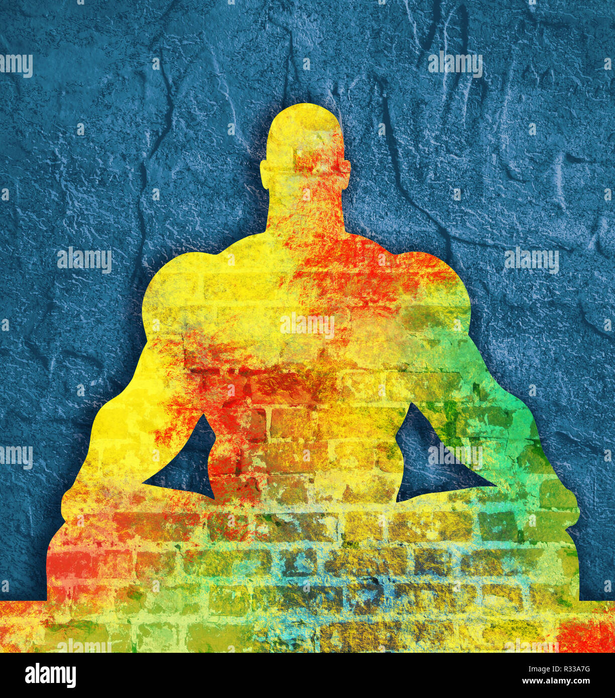 Muscular man meditation Stock Photo - Alamy