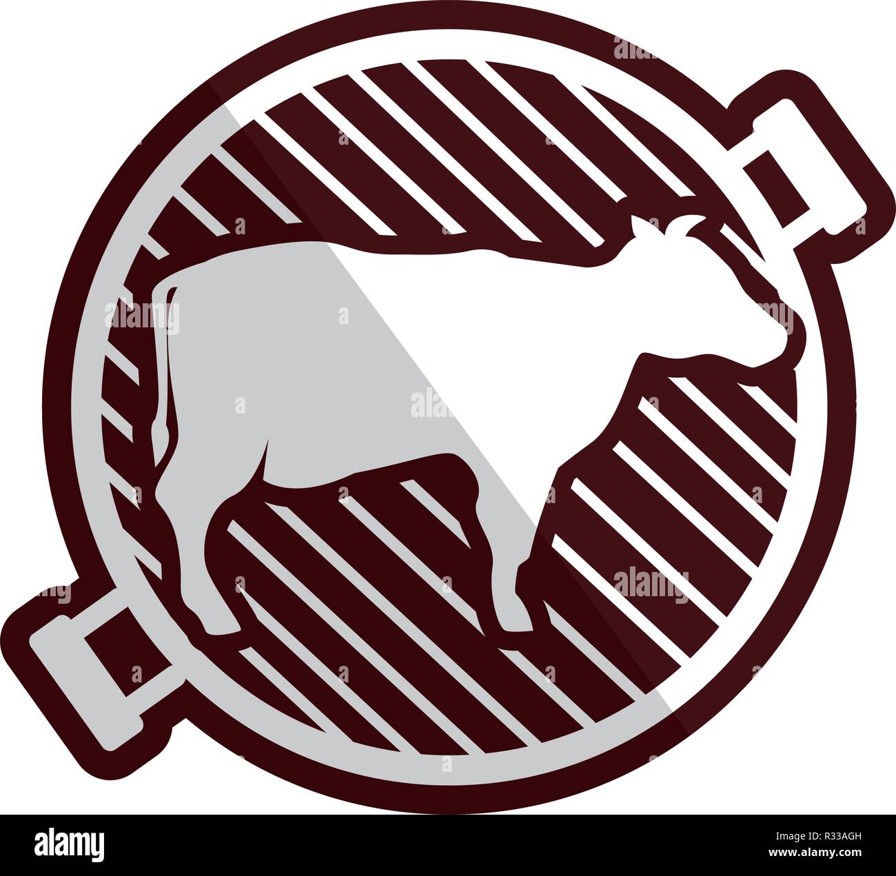 bbq grill oven with cow silhouette vector illustration design Stock ...