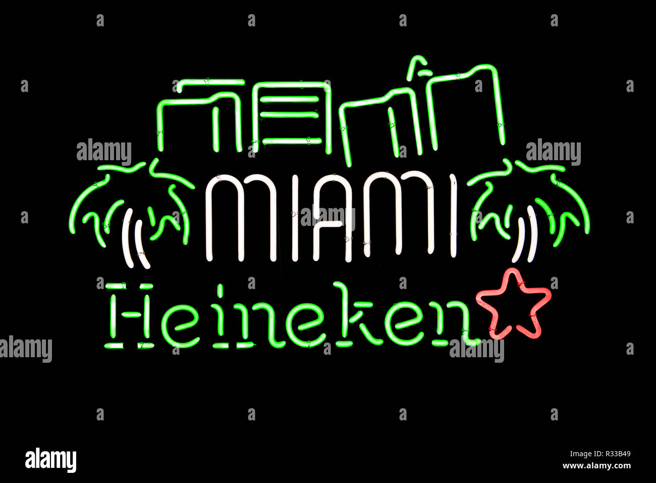 Neon Heineken and Miami Sign Stock Photo - Alamy