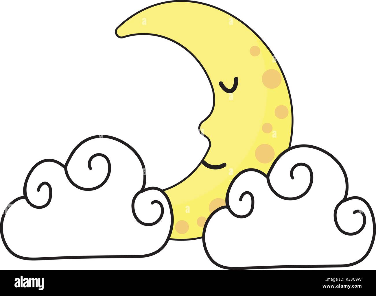 cute sleep time moon cartoon vector illustration graphic design Stock ...