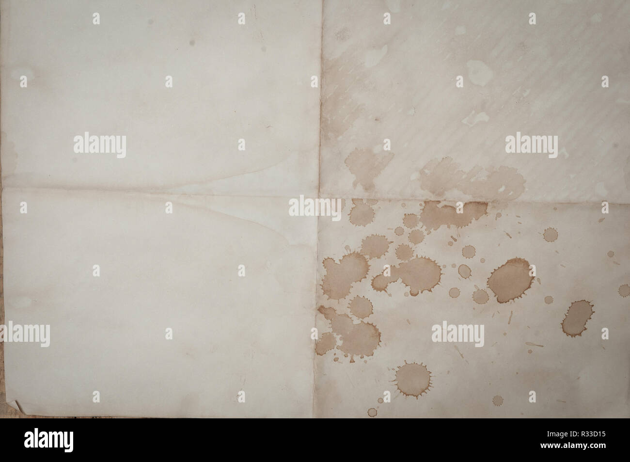 Vintage Crumpled paper texture with spot and dirt stain Stock Photo - Alamy