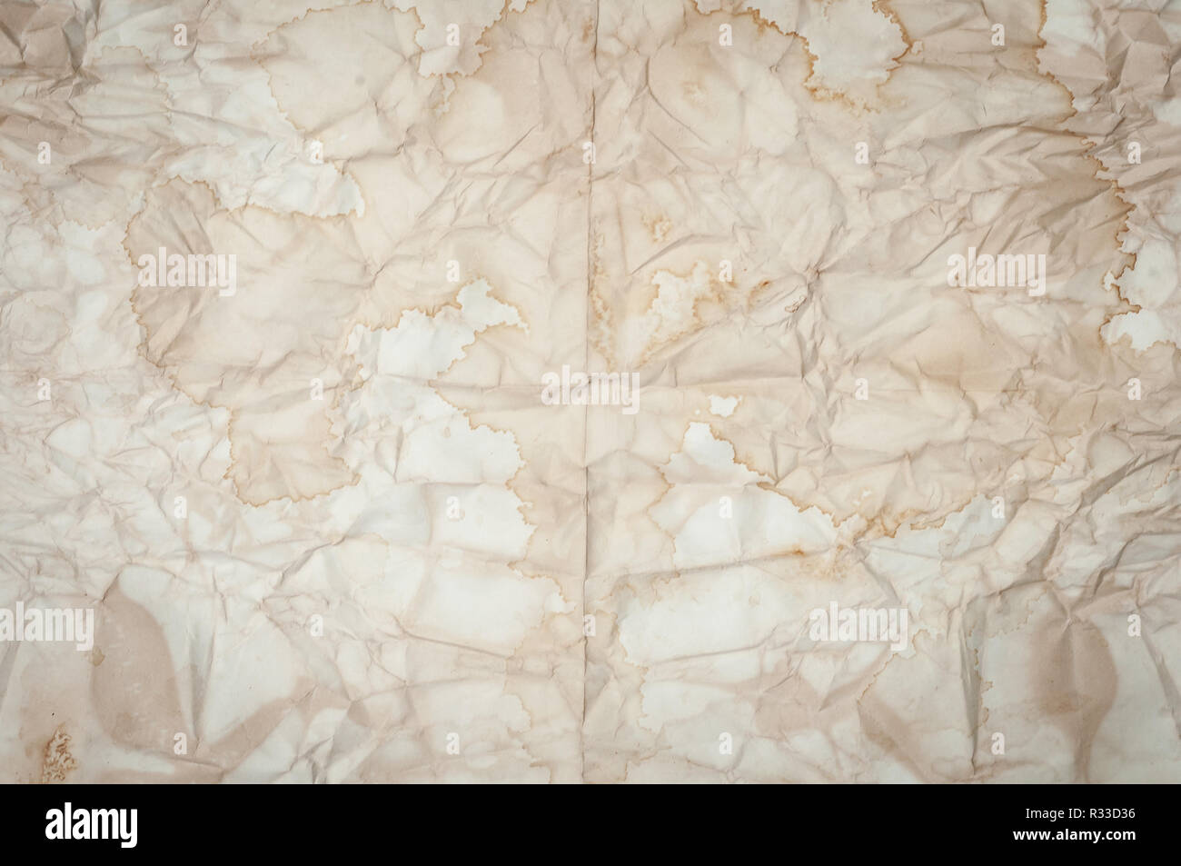 Vintage Crumpled paper texture with spot and dirt stain Stock Photo - Alamy