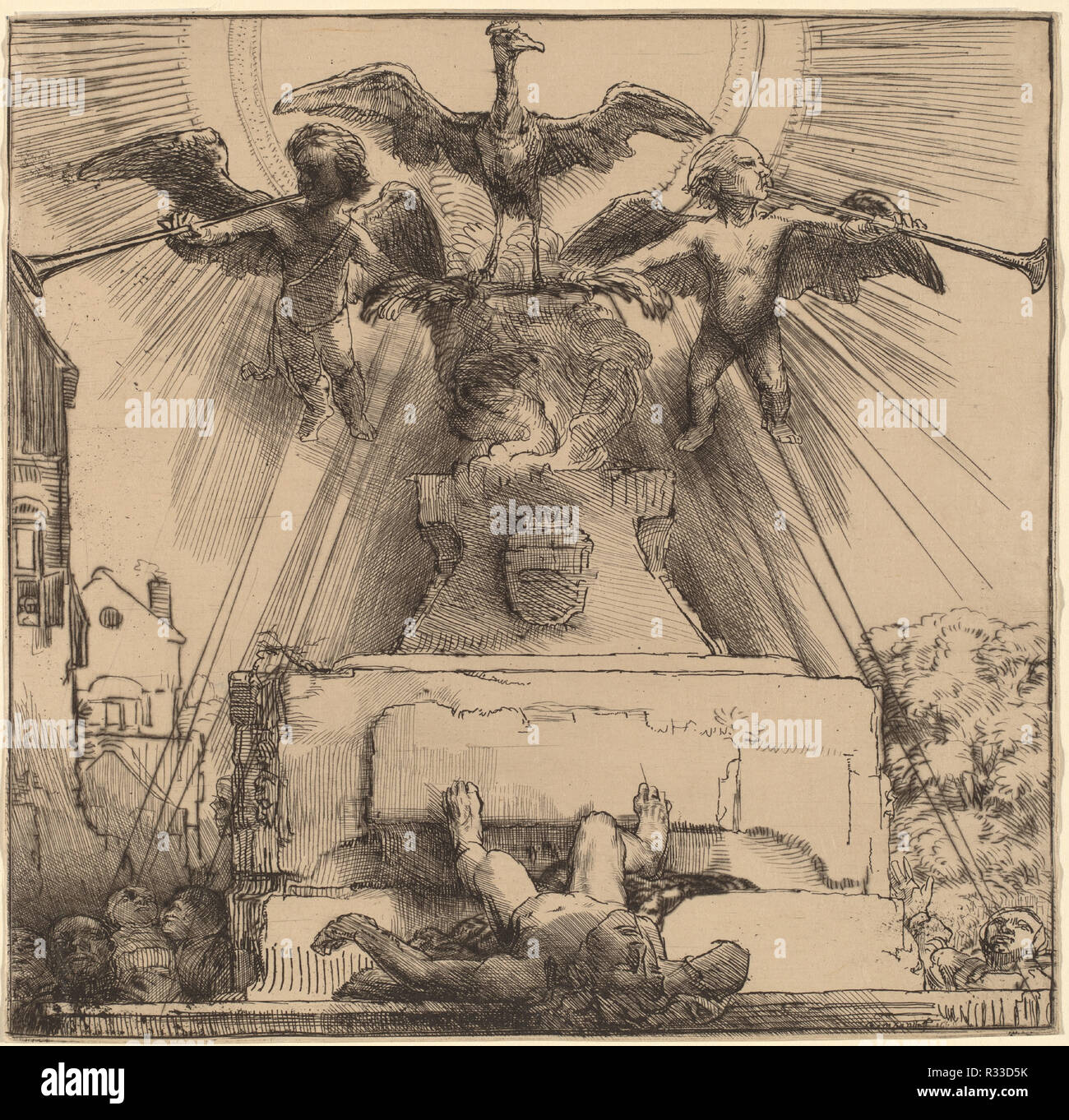 The Phoenix or the Statue Overthrown. Dated: 1658. Medium: etching and ...