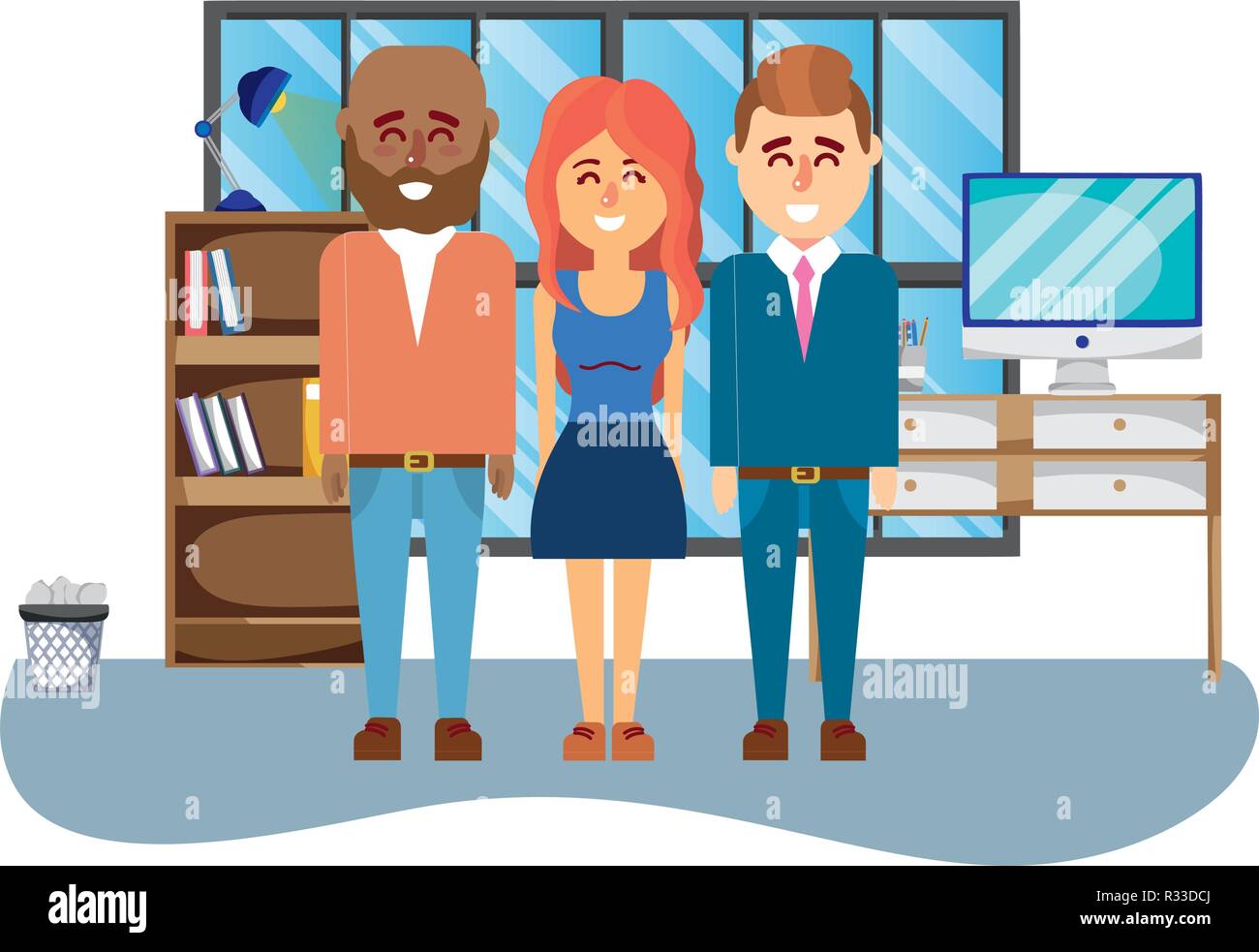 business coworkers friends working inside office cartoon vector ...