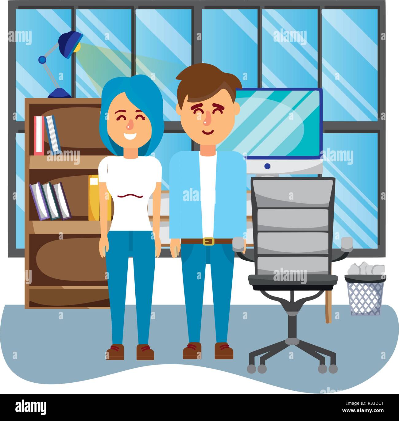 business coworkers friends working inside office cartoon vector ...