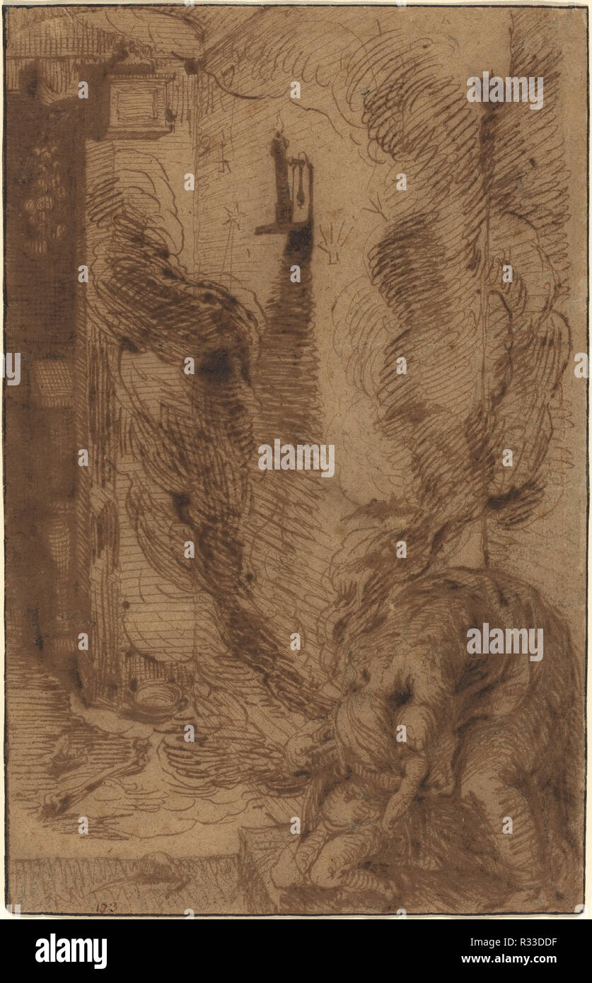 Witchcraft Scene with a Vampire [recto]. Dimensions: overall: 32.3 x 20 ...