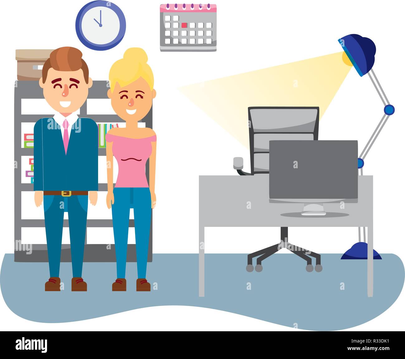 business coworkers friends working inside office cartoon vector ...