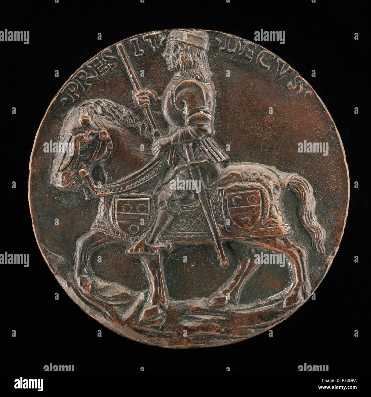 Jean du Mas on a Horse Wearing Chanfron and Bardings [reverse]. Dated ...
