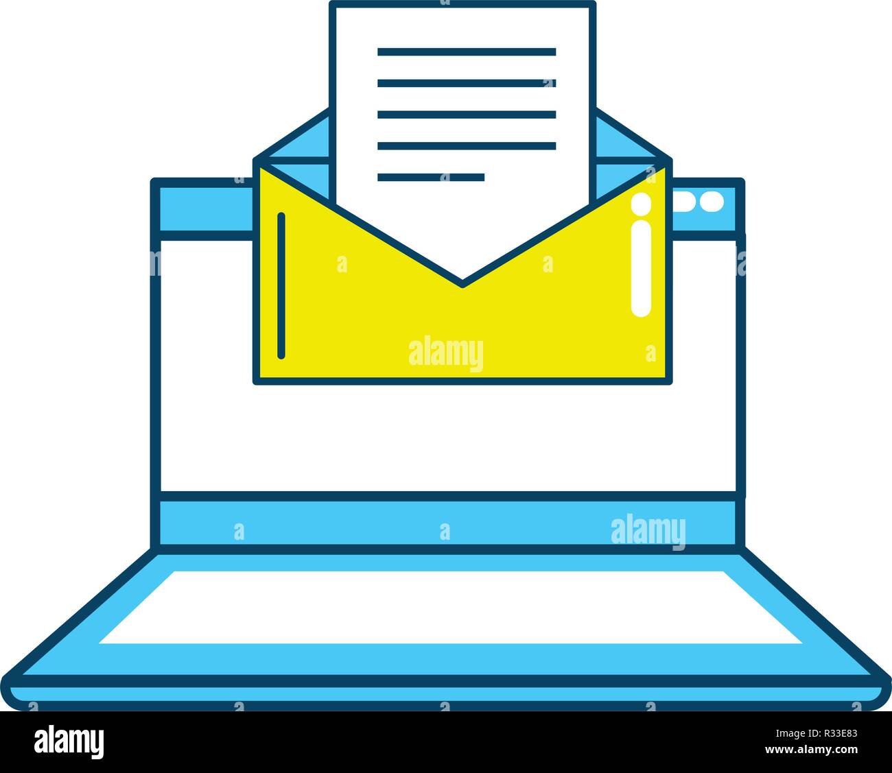 technology laptop sending email cartoon vector illustration graphic ...
