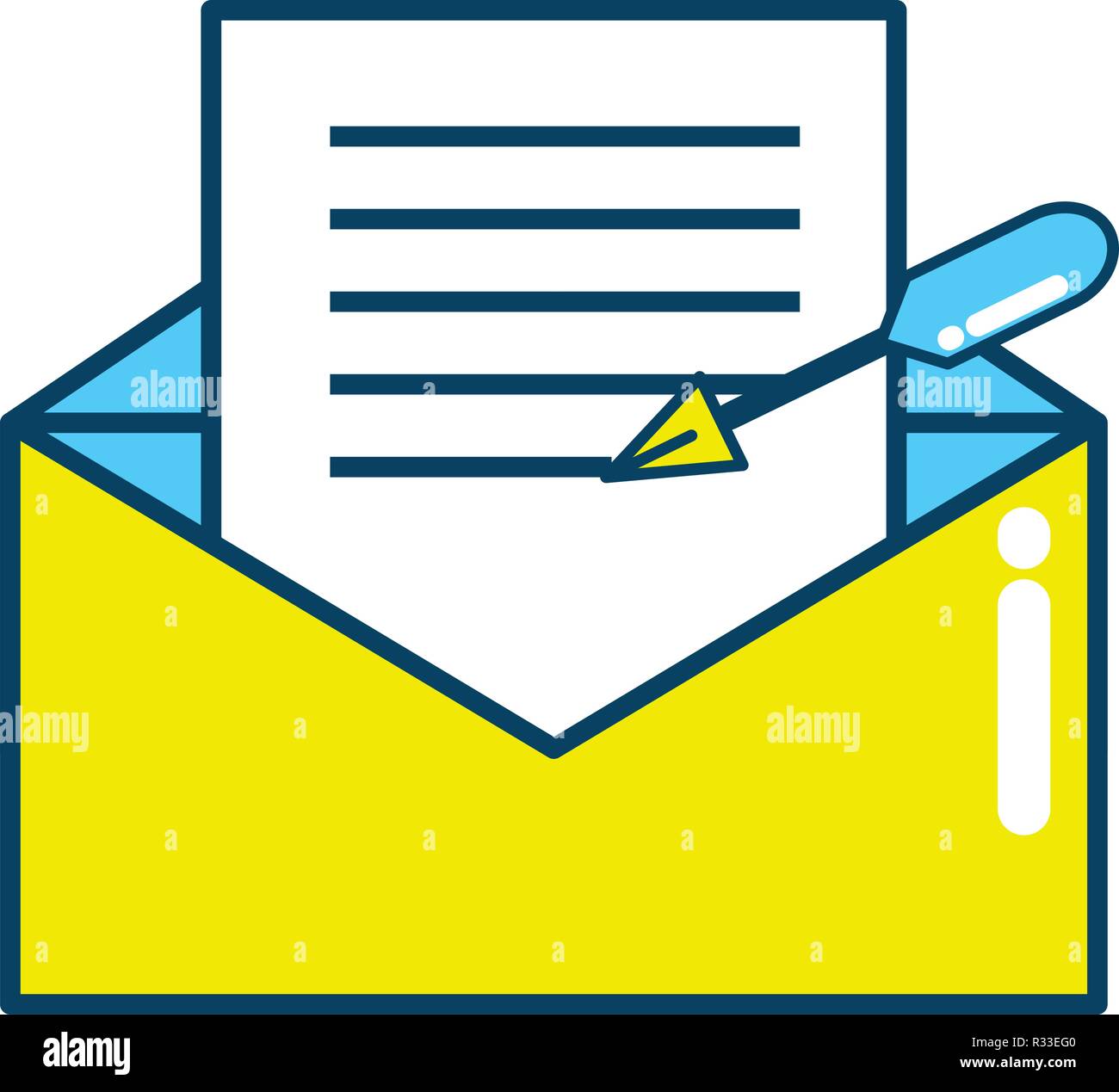 technology email with pencil cartoon vector illustration graphic design ...