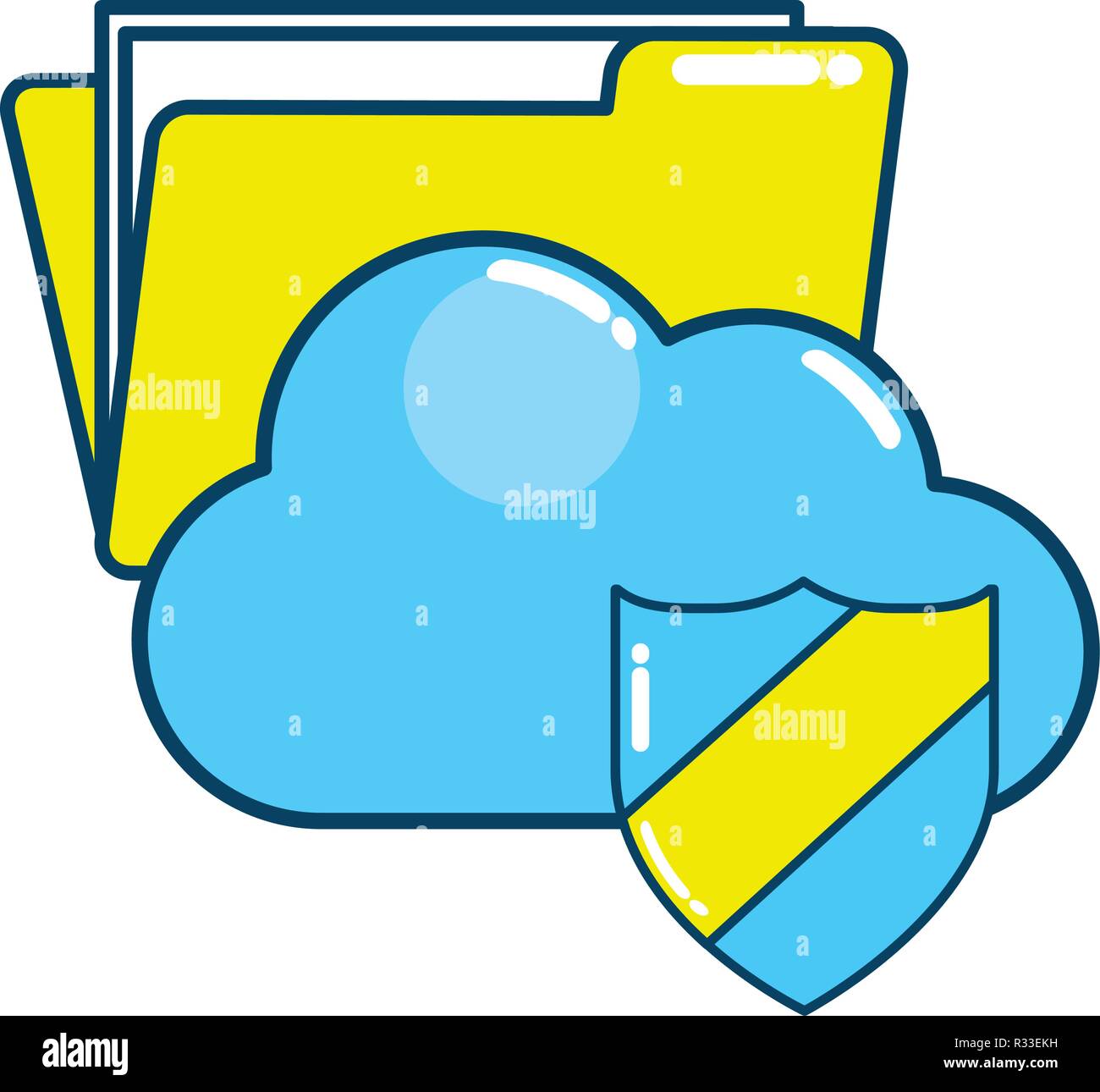 technology digital folders documents over cloud with shield security ...