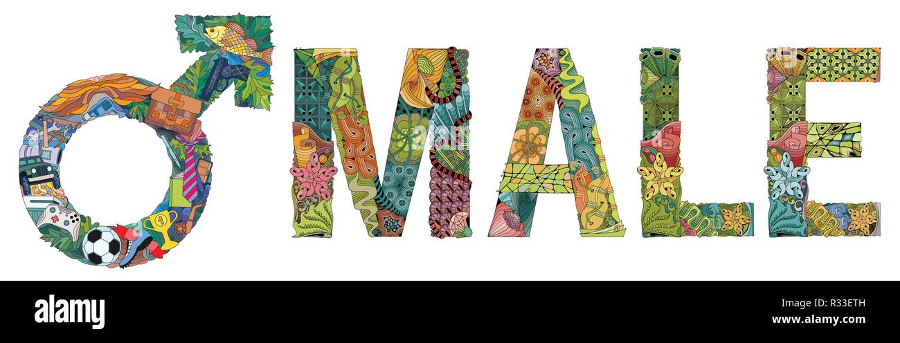 Word MALE with the Spear of Mars, which represents the spear and shield ...