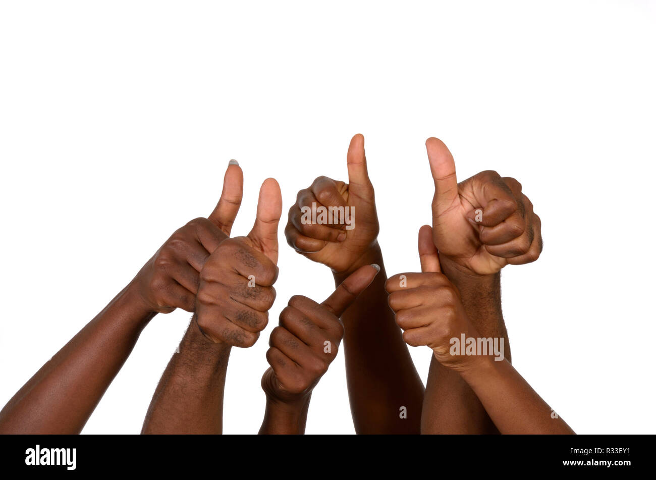 six hands are thumbs up Stock Photo - Alamy
