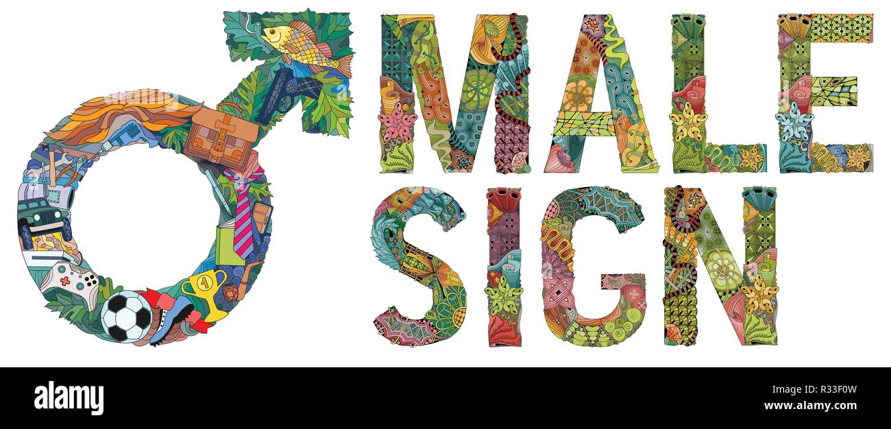 Words MALE SIGN with the Spear of Mars, which represents the spear and ...