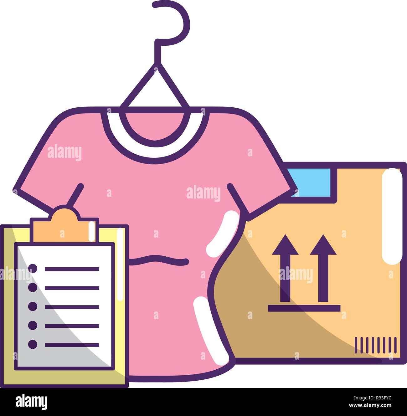 ecommerce online shopping and delivery paper box with blouse and ...