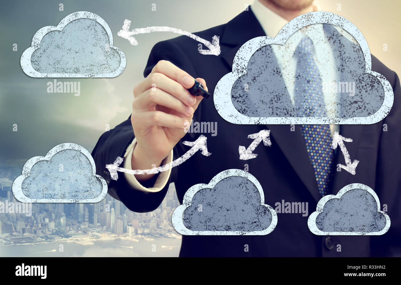 Male hand drawing cloud computing hi-res stock photography and images ...