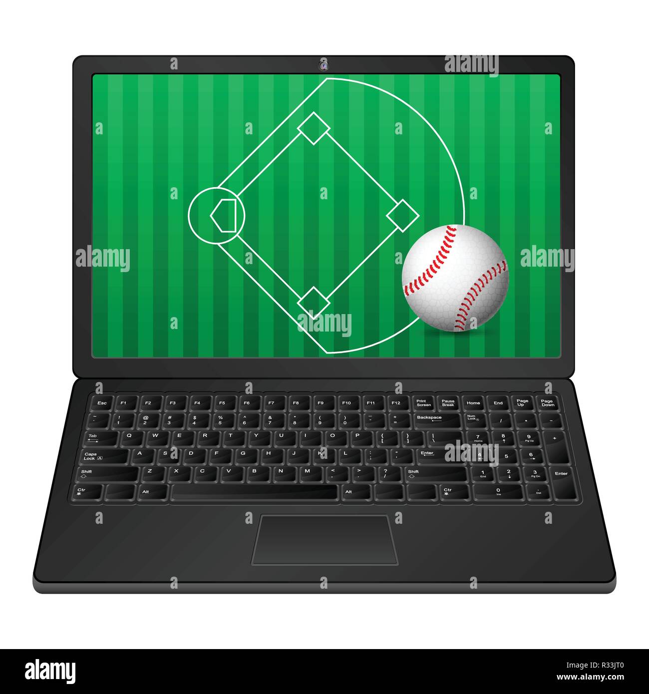 Laptop baseball on a white background. Vector illustration Stock Vector ...