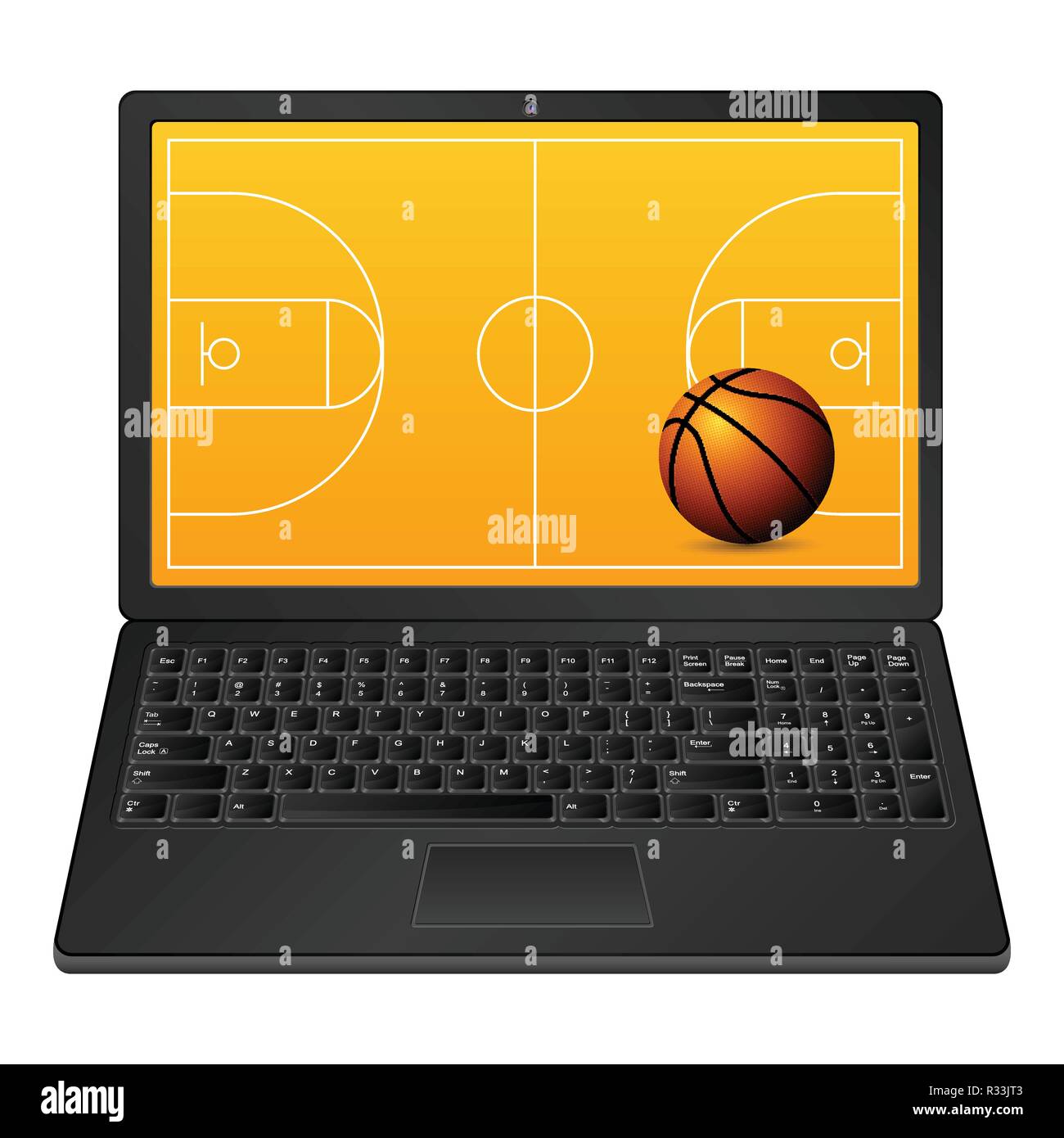 Laptop basketball on a white background. Vector illustration Stock ...