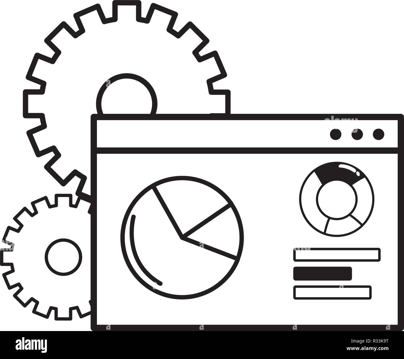 technology statistical information with gears computer support cartoon ...