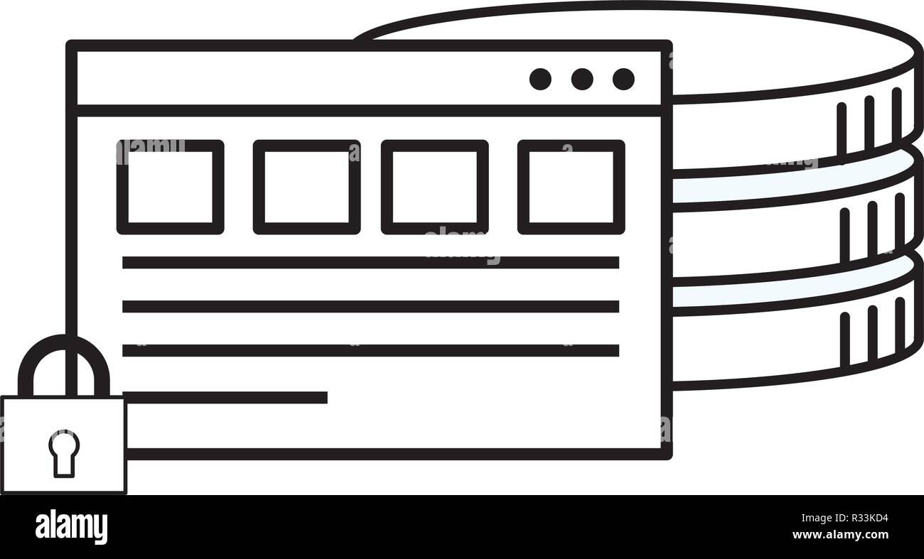 techology computer window with digital coins and padlock security ...