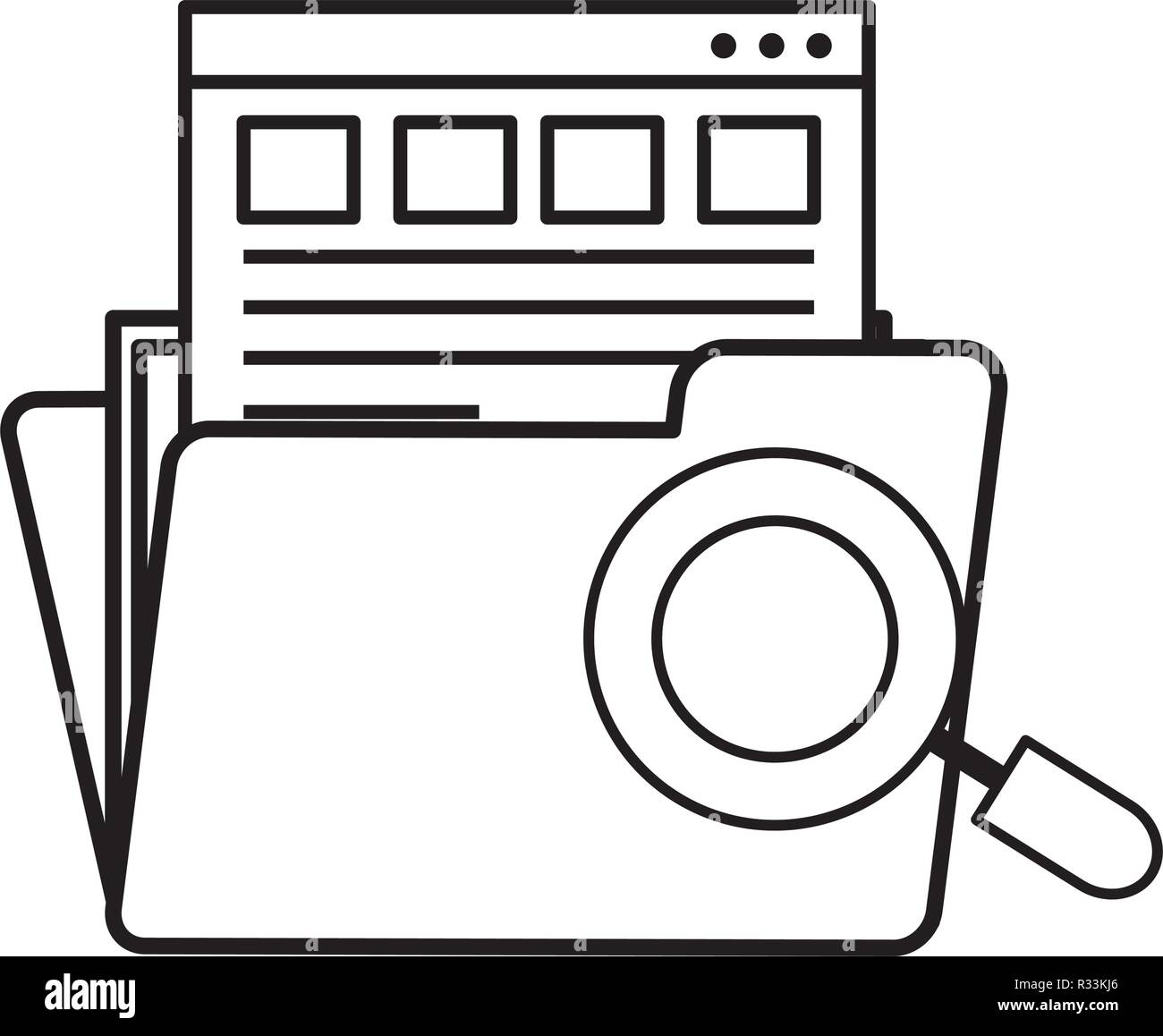 technology digital folders documents with information analyzed by ...
