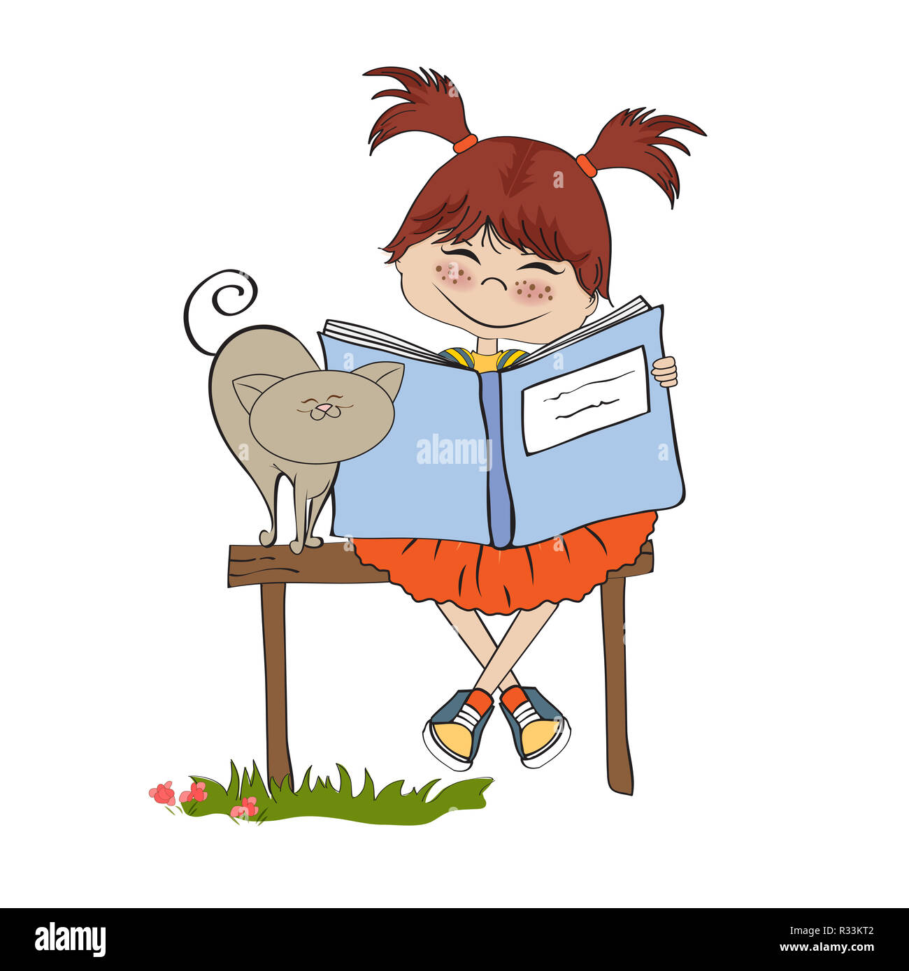 Cartoon illustration big book reading hi-res stock photography and ...