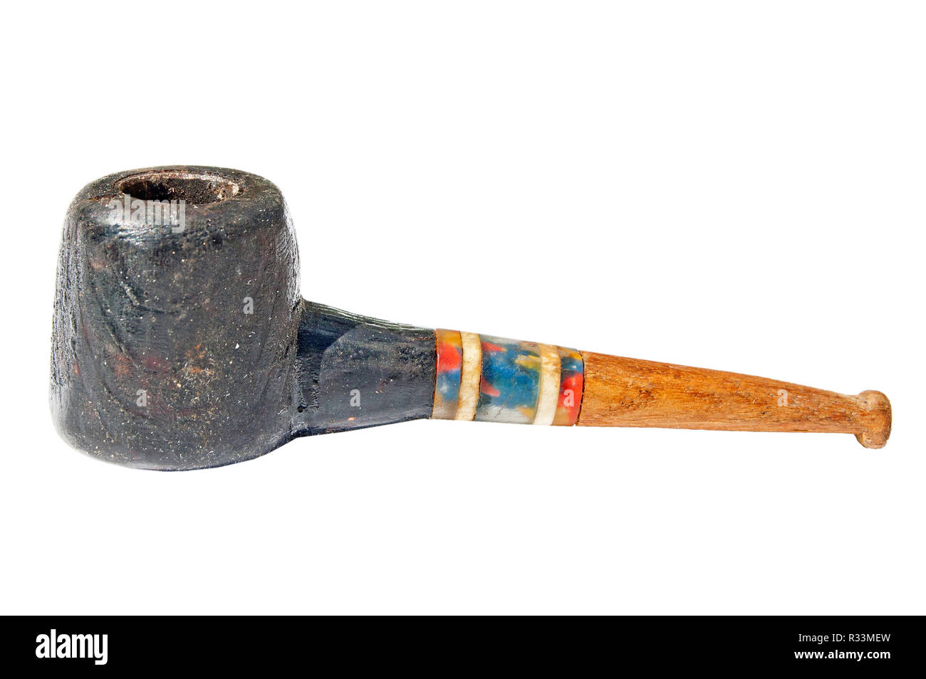 Old smoking pipe isolated on white background Stock Photo - Alamy